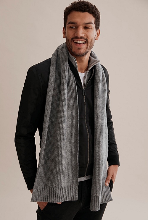 Charcoal Multi Waffle Knit Scarf - Hats & Scarves | Country Road