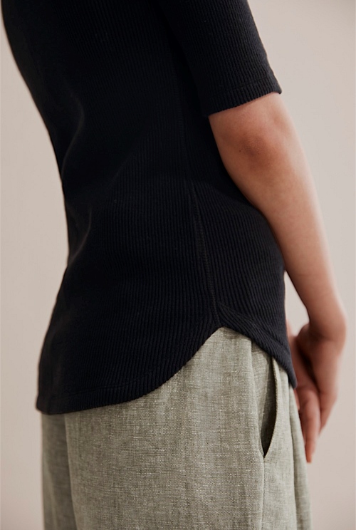 Black Rib T-Shirt - T-Shirts & Tops | Country Road