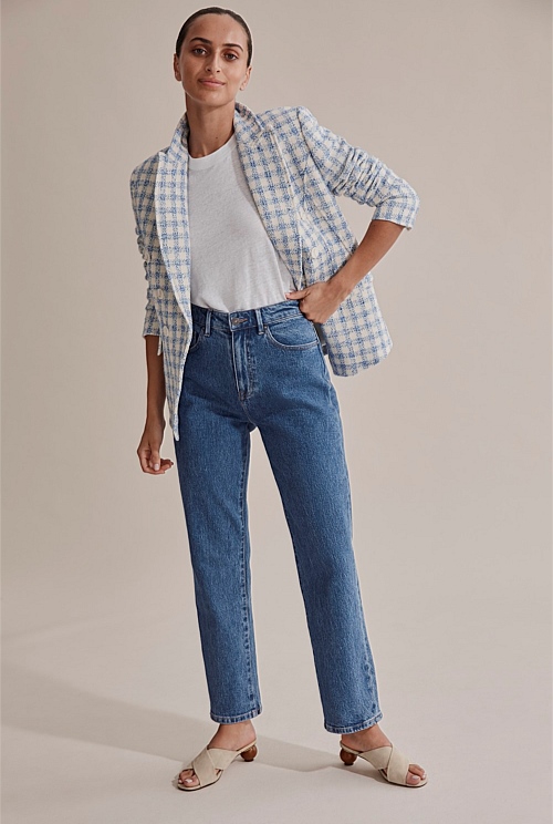 Sky Blue Check Blazer - Jackets & Coats | Country Road