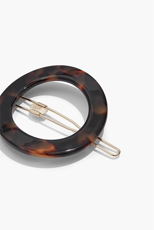 Tortoise Shell Eddie Round Clip - Hair Accessories | Country Road