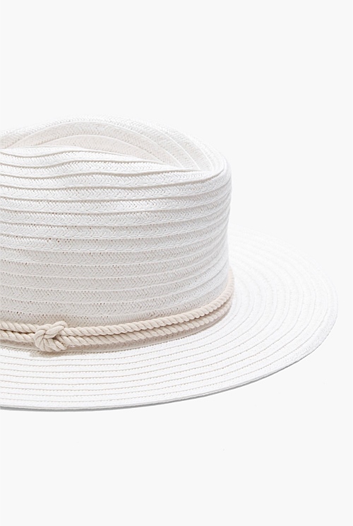 White Rope Trim Trilby - Hats, Scarves & Gloves | Country Road