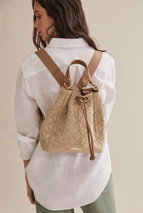 Natural Quilted Backpack Bag - Bags | Country Road