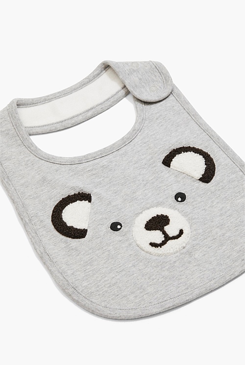 Light Grey Marle Unisex Bear Bib - Accessories | Country Road
