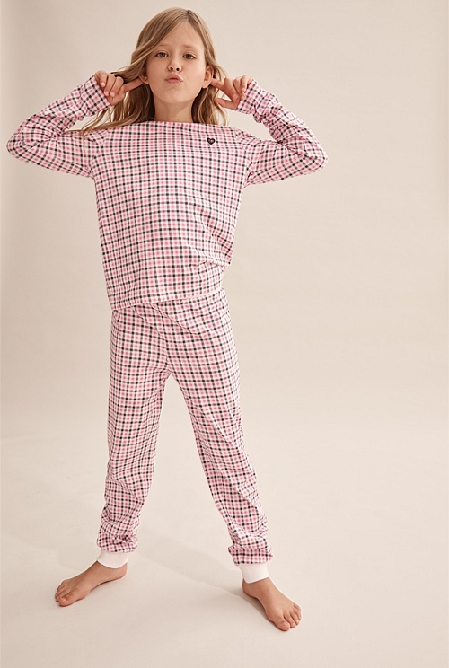 Pale Pink Check Pyjama Set - Sleepwear | Country Road