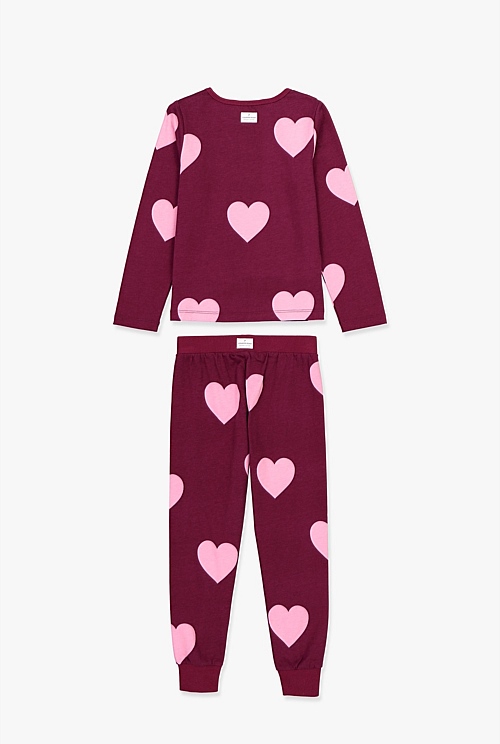 Burgundy Heart Pyjama Set - Sleepwear | Country Road