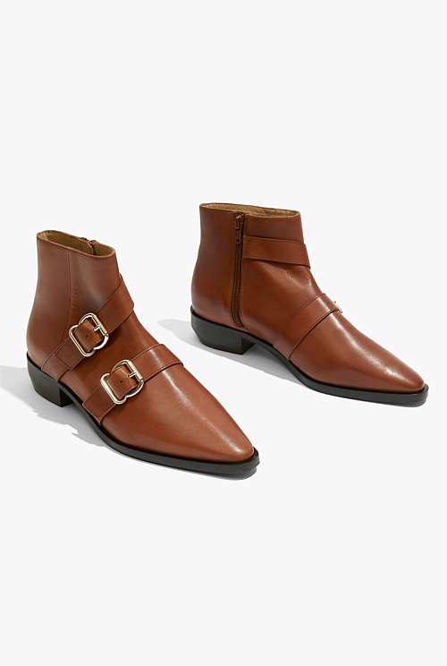 Tan Candice Buckle Boot - Boots | Country Road