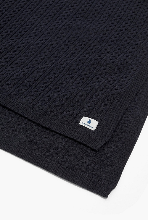 Navy Cable Knit Blanket - Accessories | Country Road