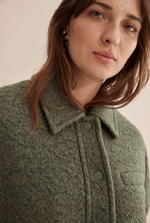 Deep Khaki Wool Pocket Coat - Jackets & Coats | Country Road