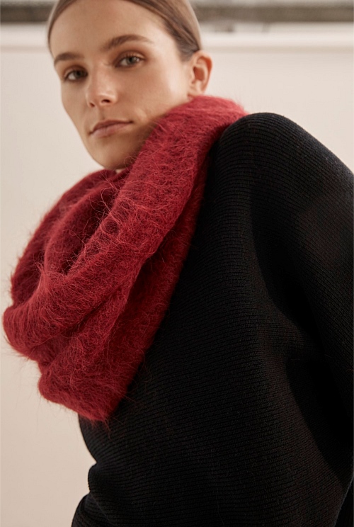 Burnt Red Fluffy Knit Snood - Hats, Scarves & Gloves | Country Road