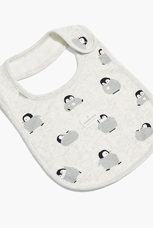 Light Grey Marle Penguin Bib - Accessories | Country Road