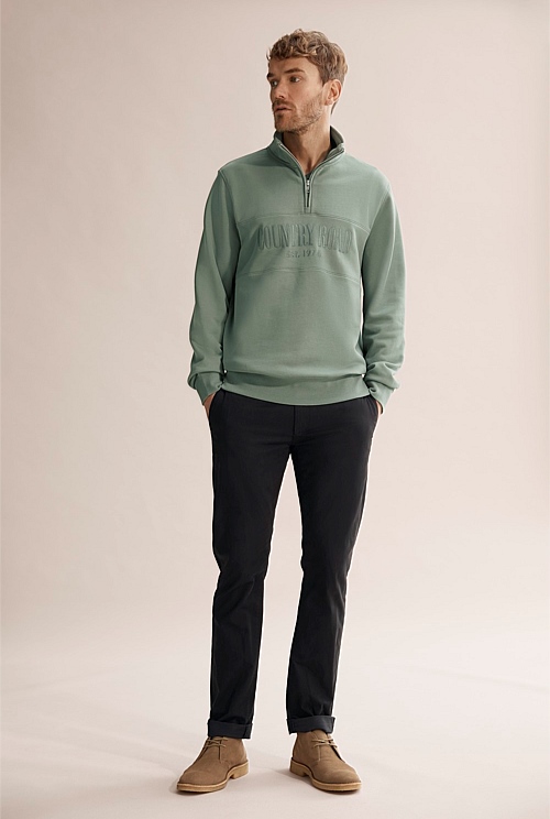 Sage Verified Australian Cotton Half Zip Heritage Sweat - Sweats ...