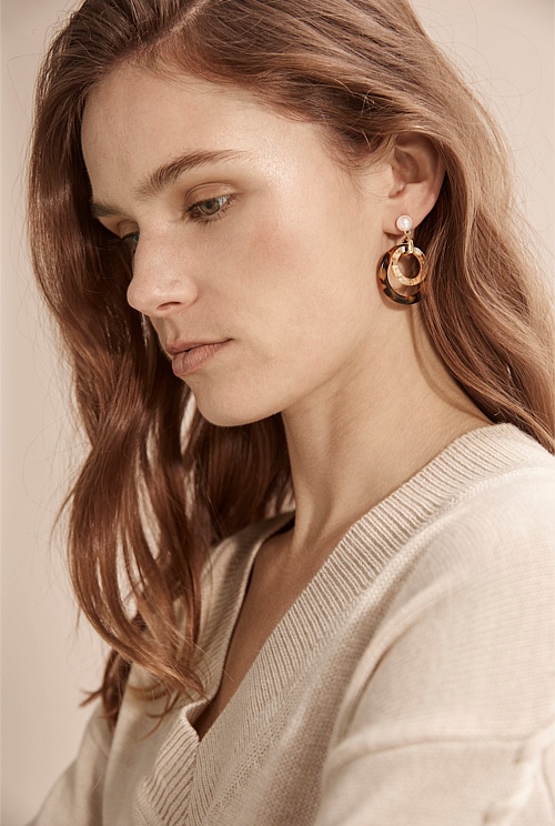Tortoise Shell Alana Acetate Earring - Earrings | Country Road