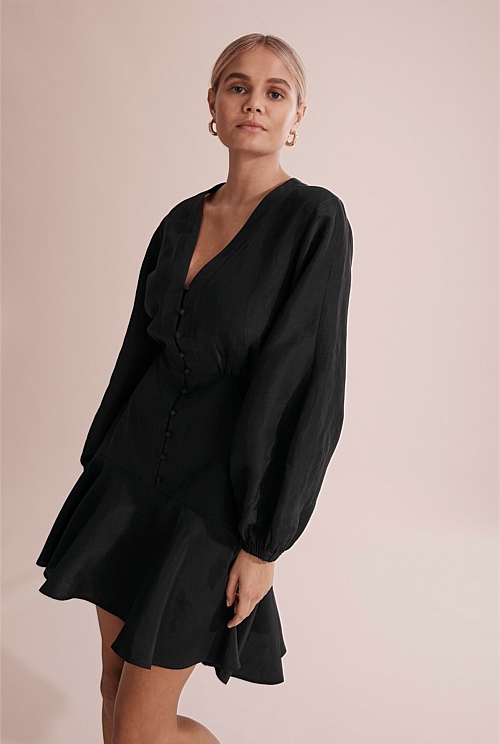 Black Flounce Mini Dress - Dresses | Country Road