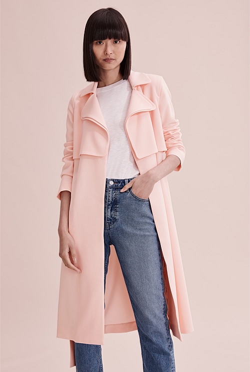 Cosmetic Pink Soft Waterfall Trench - Jackets & Coats | Country Road