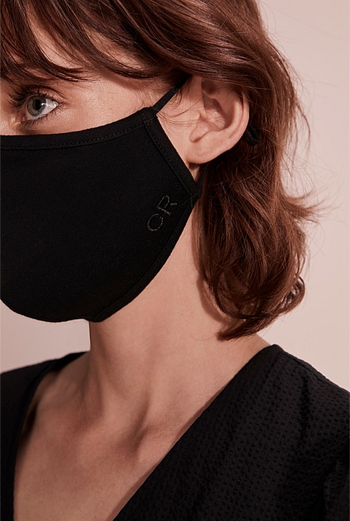 Black CR Embroidered Cotton Mask - Hats, Scarves & Gloves | Country Road