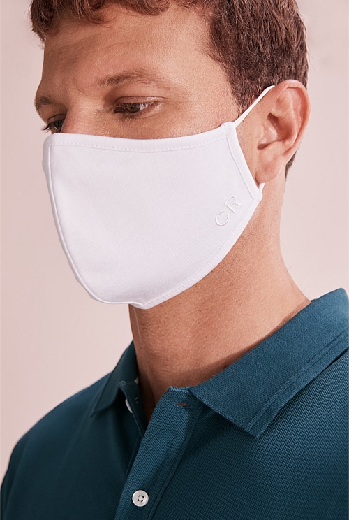 White CR Embroidered Cotton Mask - Hats, Scarves & Gloves | Country Road