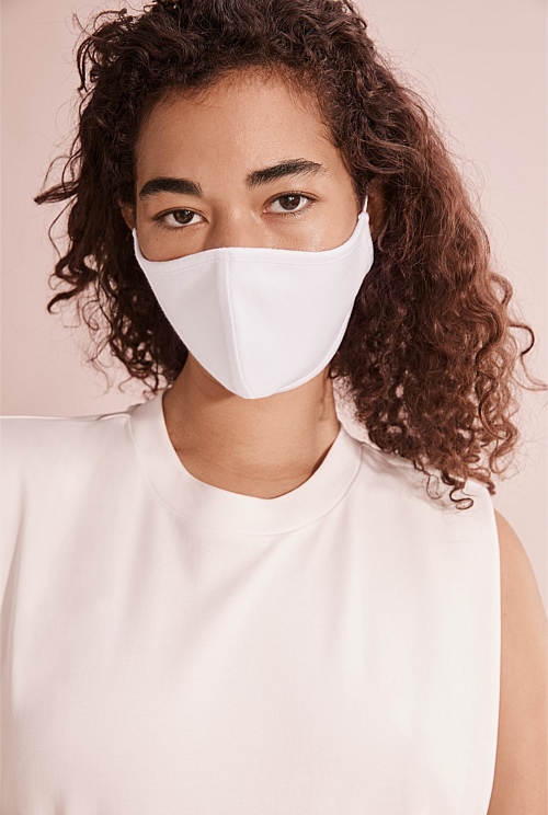 White CR Embroidered Cotton Mask - Hats, Scarves & Gloves | Country Road