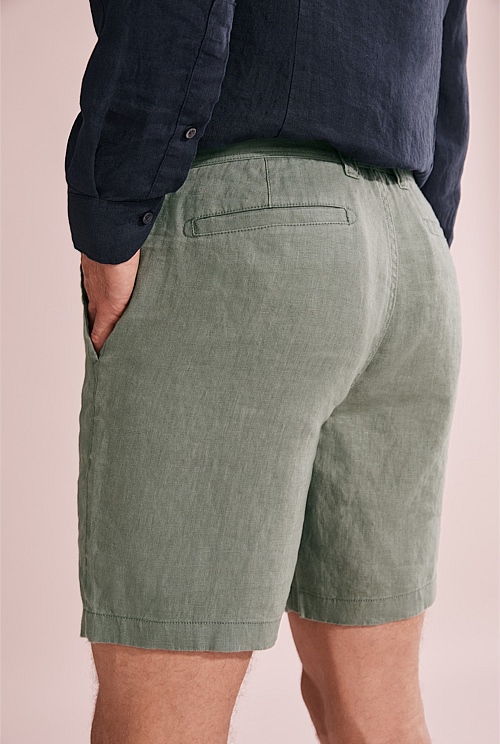 Sage Linen Button Front Short - Shorts | Country Road