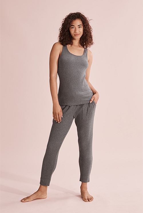 Charcoal Marle Jersey Rib Tank - Sleepwear | Country Road