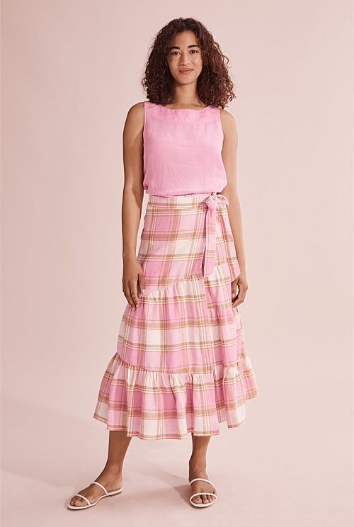 Candy Pink Organically Grown Linen Tank - T-Shirts & Tops | Country Road